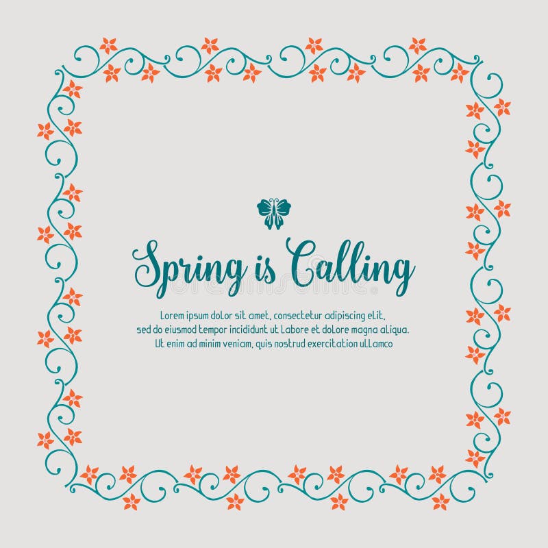 Elegant Design of Spring Calling Greeting Card, with Leaf and Floral ...