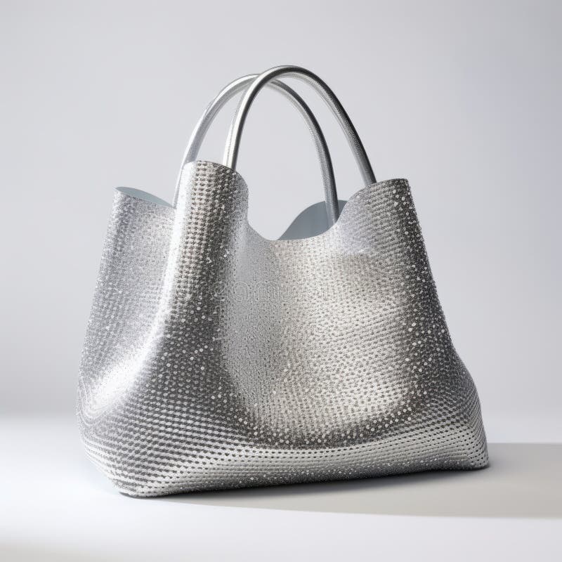 Elegant Designer Silver Bag with Shiny Bumpy Texture Stock Illustration ...