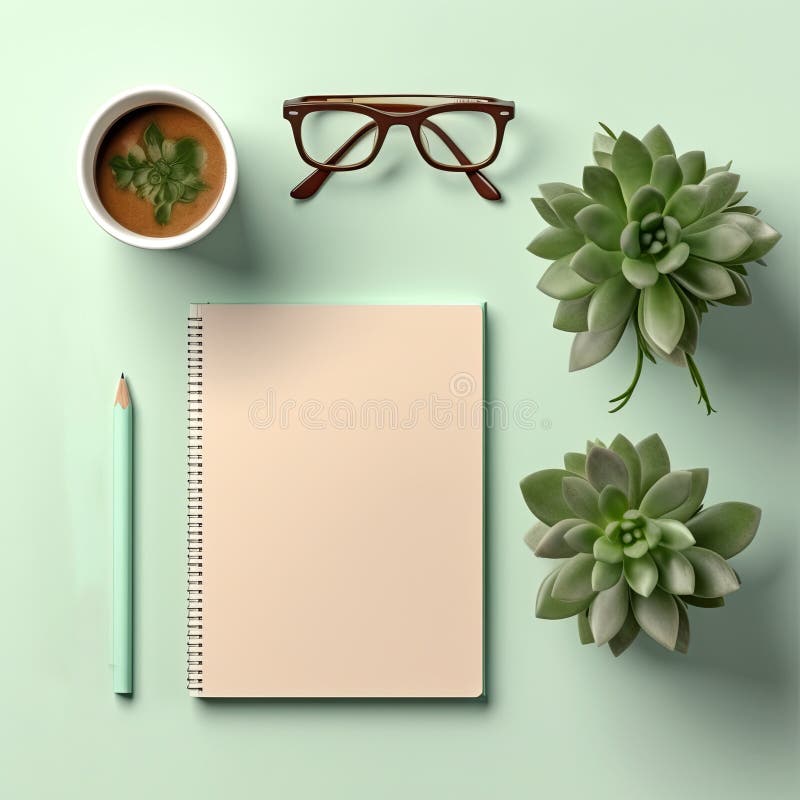 Elegant Desk Setup with Notebook and Succulents Stock Image - Image of ...