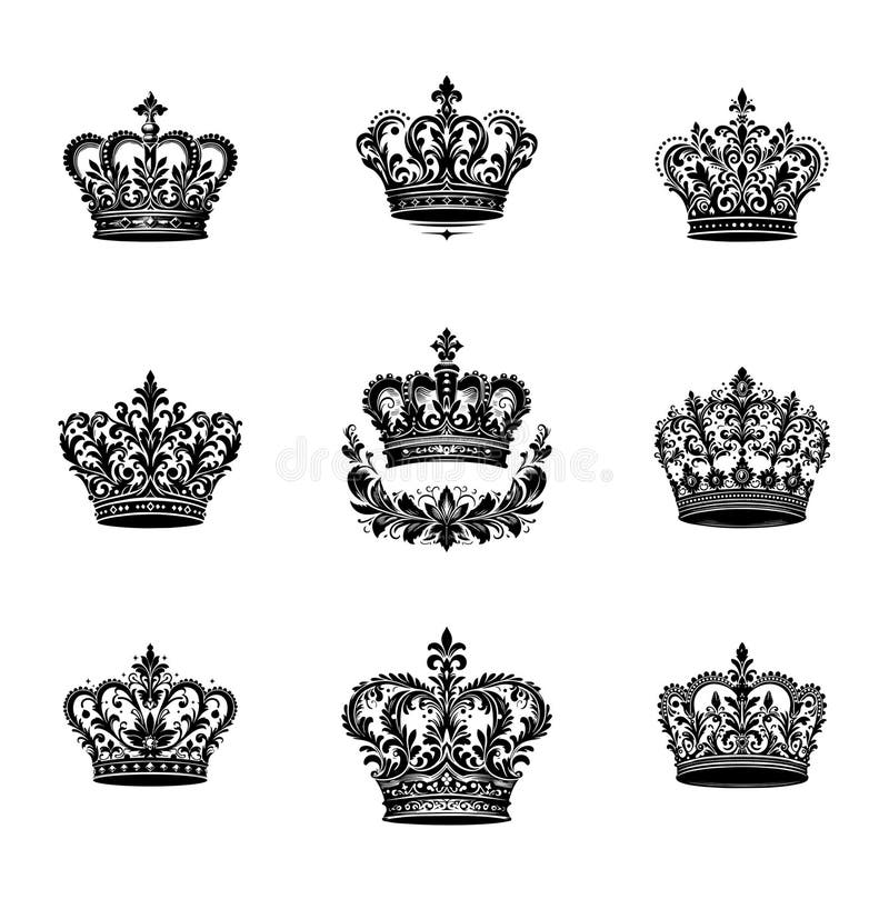 Elegant Detailed Classic Crowns Stock Illustration - Illustration of ...