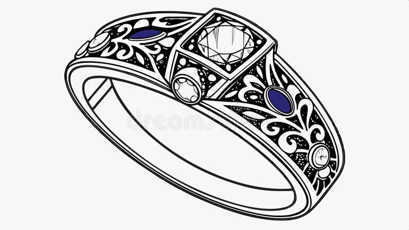 Elegant Detailed Diamond Ring, Symbolizing Luxury and Commitment Vector ...