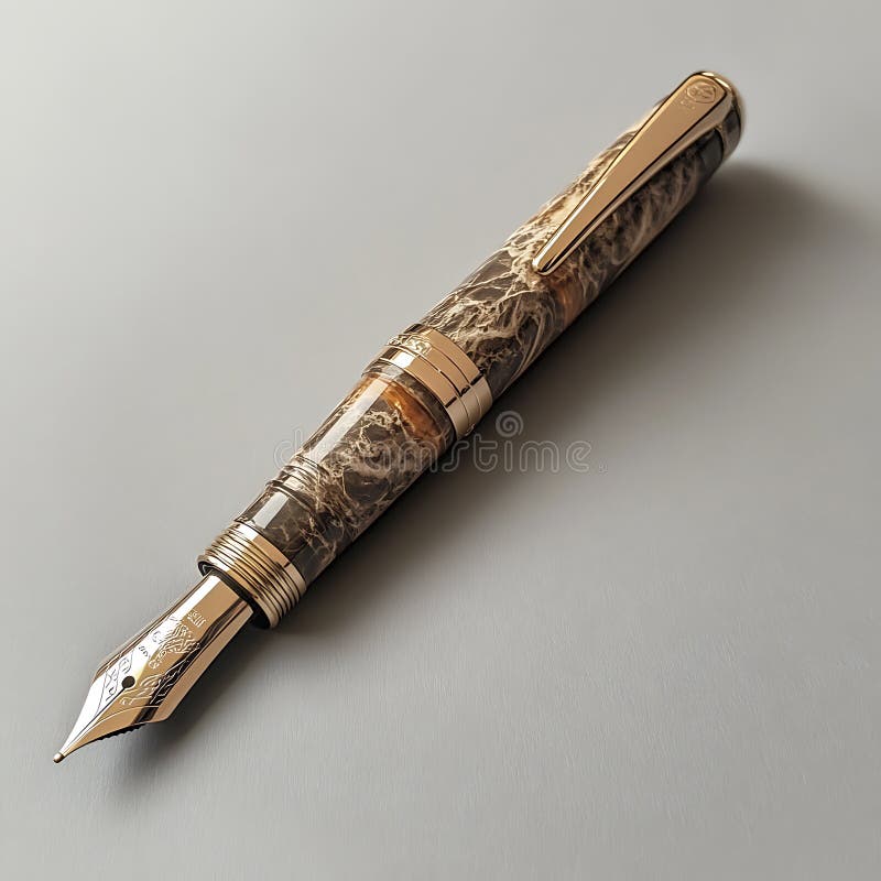 Elegant Diagonal Luxury Fountain Pen Display Stock Photo - Image of ...