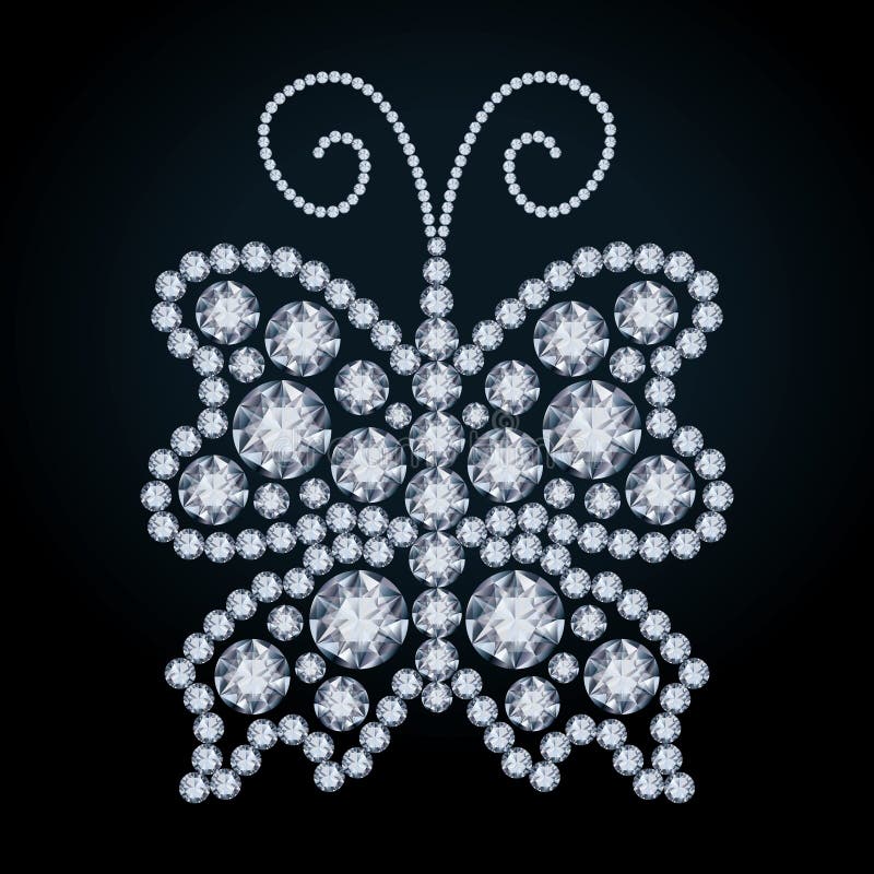 Diamond Butterfly, Illustration Stock Vector - Illustration of jewel ...