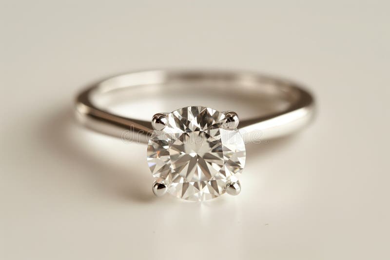 Elegant Diamond Engagement Ring on Neutral Background Stock Photo ...