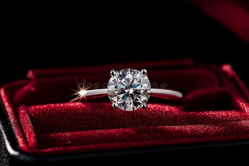 Elegant Diamond Engagement Ring in a White Gold Setting, Displayed in a ...