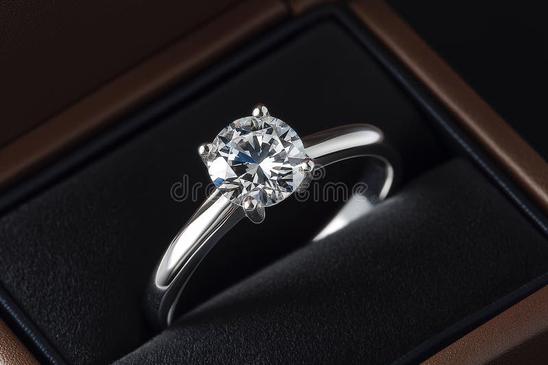 Elegant Diamond Engagement Ring in a White Gold Setting, Displayed in a ...