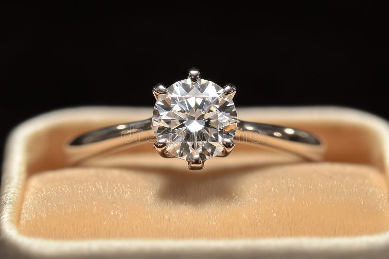 Elegant Diamond Engagement Ring in a White Gold Setting, Displayed in a ...
