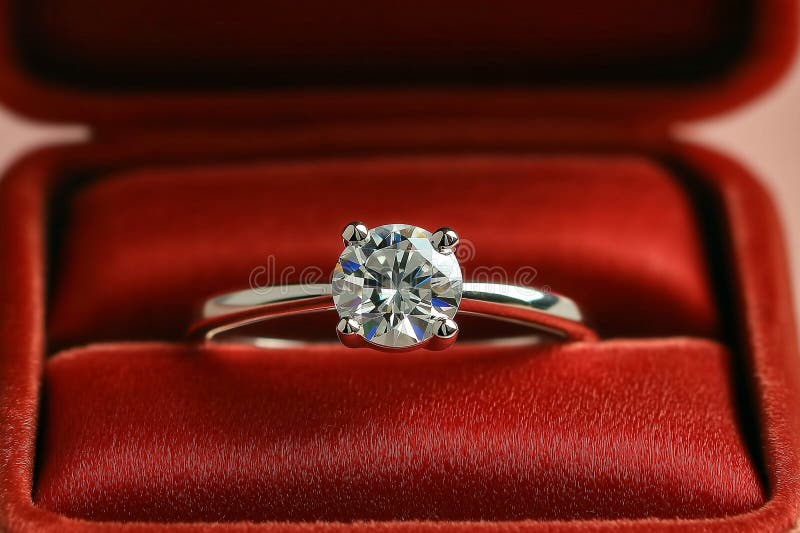 Elegant Diamond Engagement Ring in a White Gold Setting, Displayed in a ...