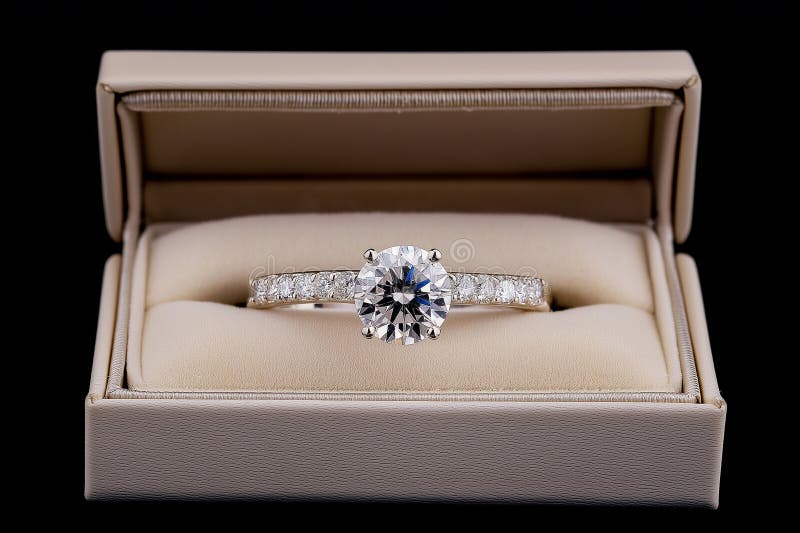 Elegant Diamond Engagement Ring in a White Gold Setting, Displayed in a ...