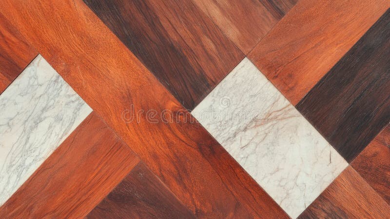 Elegant Diamond Pattern with Wood and Marble Tiles for Interior Design ...