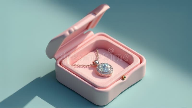 Elegant Diamond Pendant in Pink Gift Box Stock Illustration ...