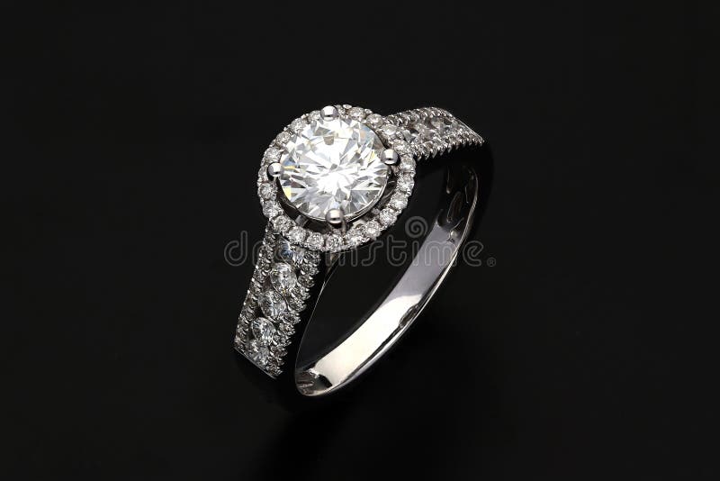 Diamond Ring on Black Background Stock Photo - Image of pround, round ...