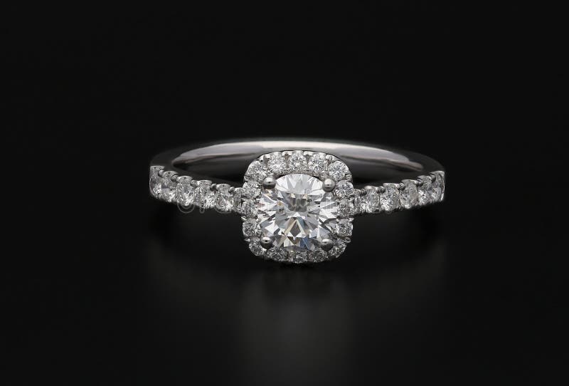 Diamond Ring on Black Background Stock Photo - Image of luxury, diamond ...