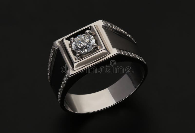 Diamond Ring on Black Background Stock Photo - Image of diamond, carat ...