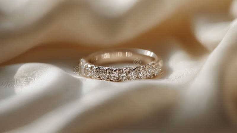 Elegant Gold Engagement Ring Diamond Soft Beige Fabric Stock Photos ...