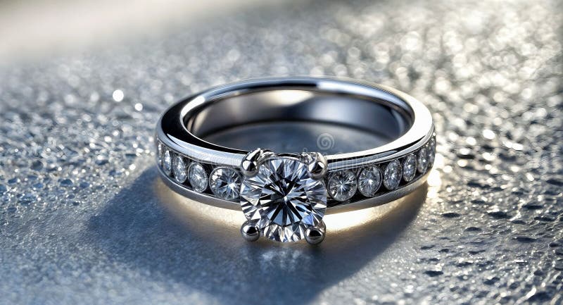 Elegant Diamond Ring on Textured Surface Stock Illustration ...