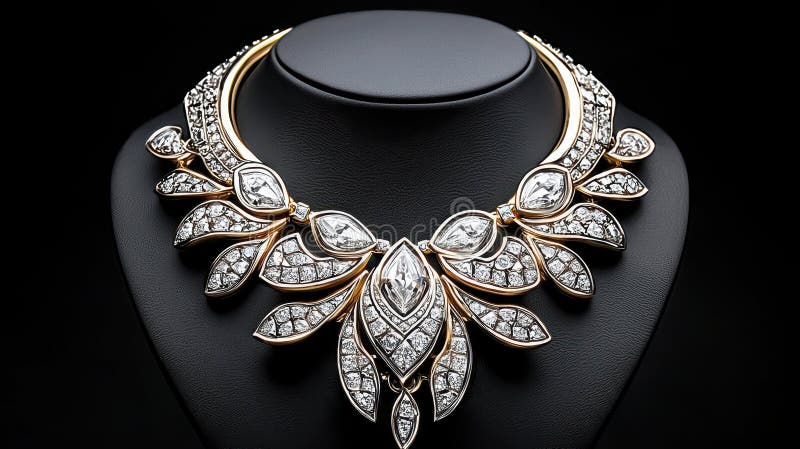 Elegant Diamond Statement Necklace with Multiple Layered Designs Stock Illustration ...