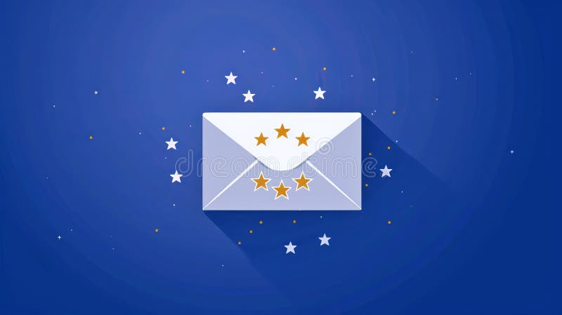 Elegant Digital Illustration of an Envelope Surrounded by Stars on a ...