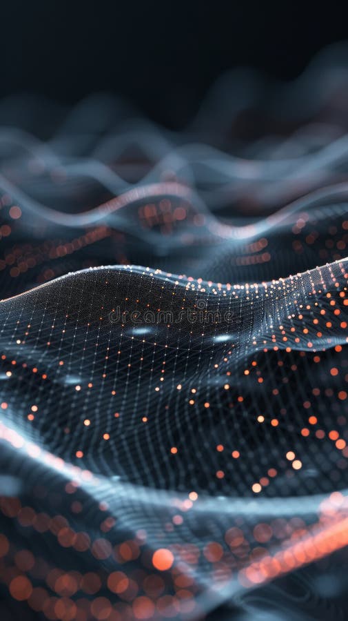 Elegant Digital Wave Pattern with Glowing Particles on a Dark ...