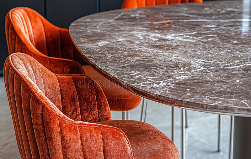 This Elegant Dining Area Features a Round Table and Stylish Leather ...