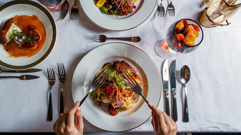 Elegant Dining Experience with Gourmet Cuisine and Beautiful Table ...