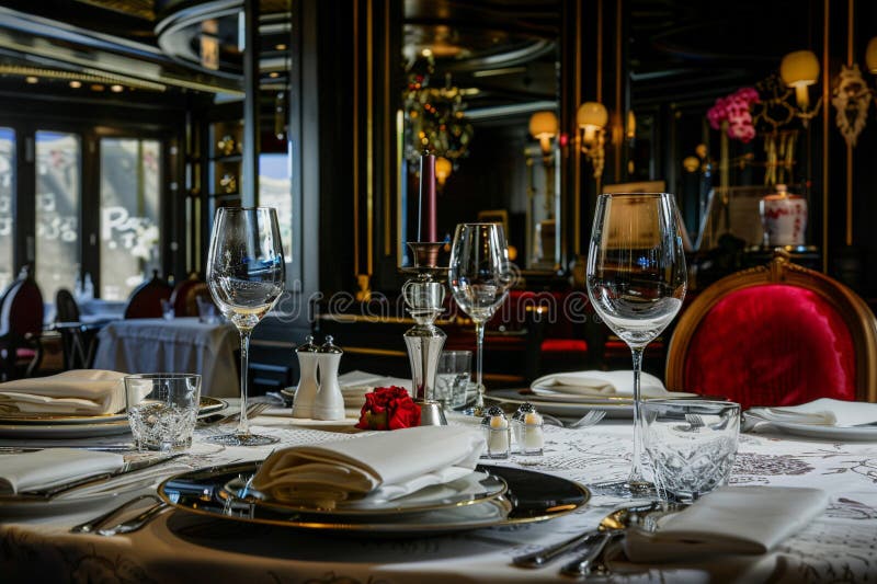Elegant Dining Experience In A Luxurious Restaurant Stock Illustration