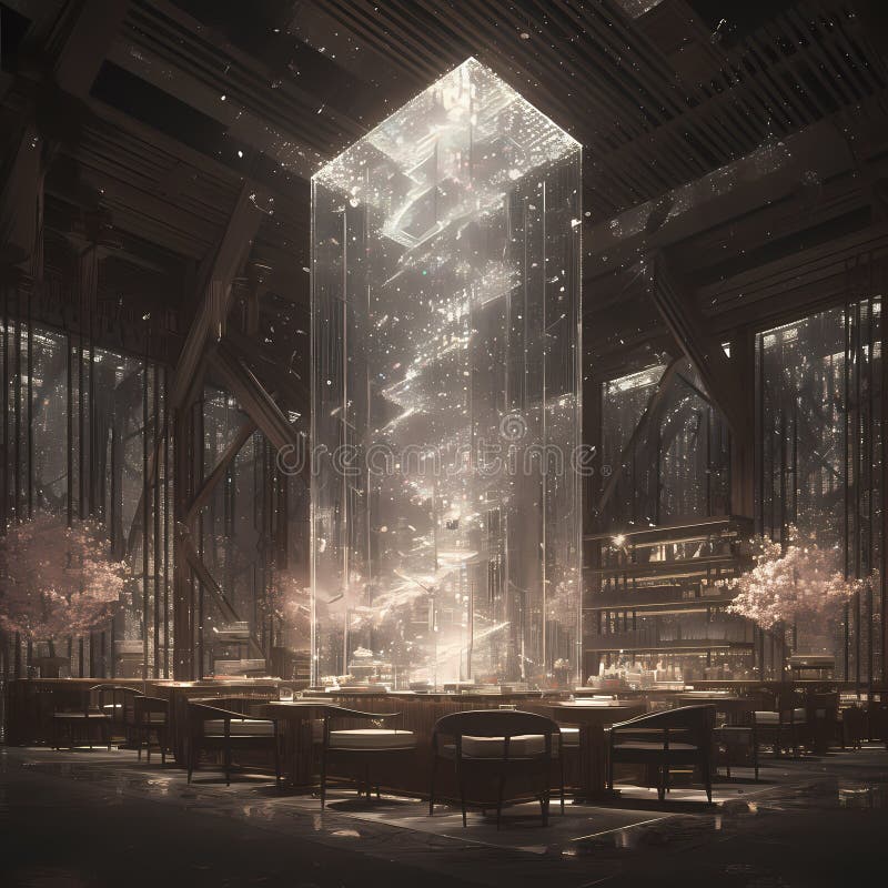 Elegant Dining Hall with Stunning Crystal Ceiling Stock Illustration ...