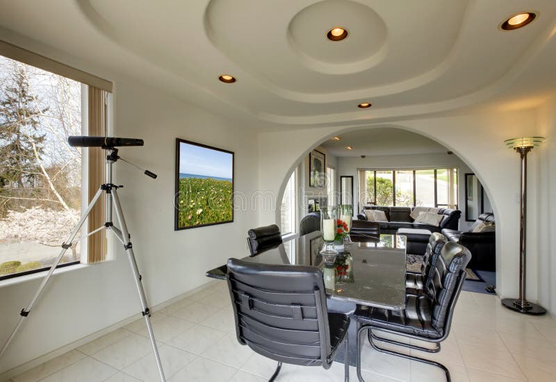 Elegant Dining Room with Archway Stock Photo - Image of family ...