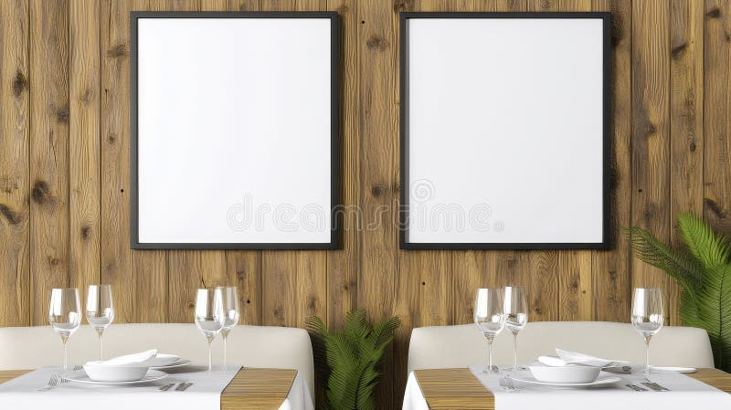 Elegant Dining Room Interior with Blank Frames Mockup Showcase Your ...