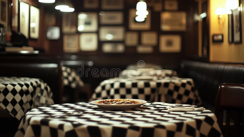 Elegant Dining Setting with Checkered Tablecloths and a Plate of ...