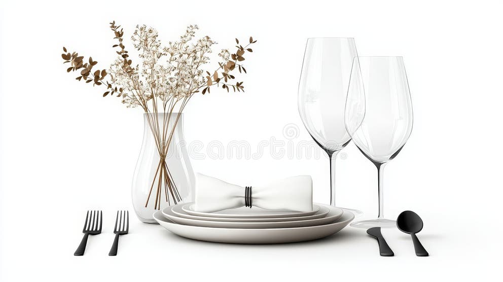 Elegant Dining Setup with Plates Cutlery and Decorative Elements for a ...