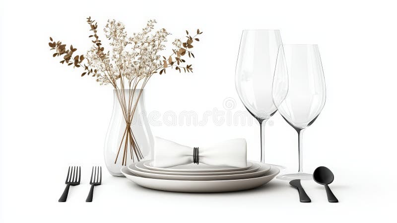 Elegant Dining Setup with Plates Cutlery and Decorative Elements for a ...