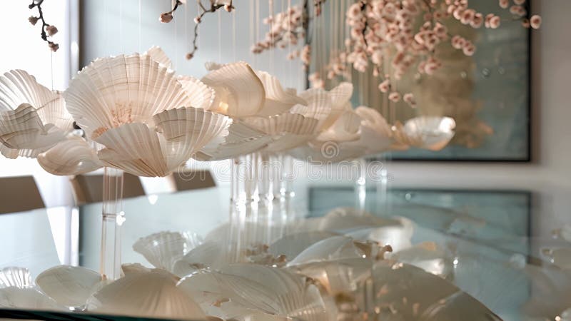 An Elegant Dining Table with a Glass Top Supported by Delicate ...