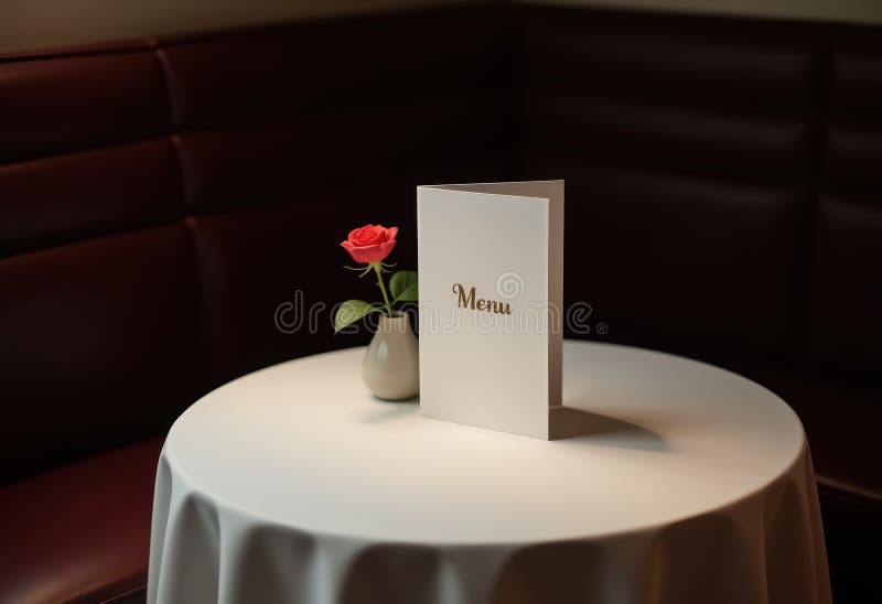 Elegant Dining Table with Menu and Rose in Cozy Restaurant Setting ...