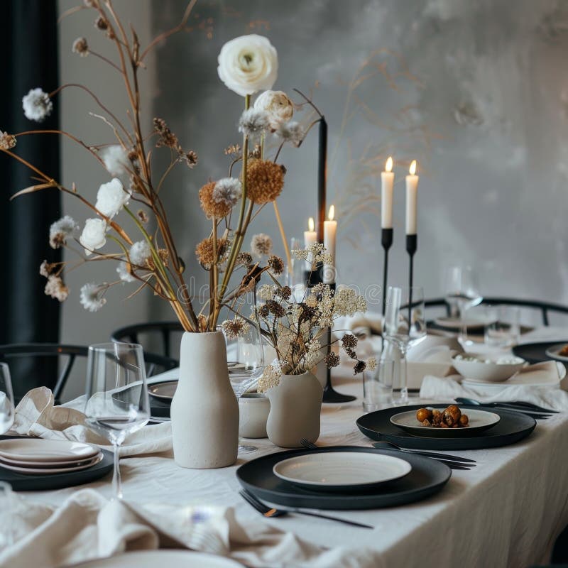 Romantic Evening. Elegant Dining Table Setting of Restaurant Stock ...