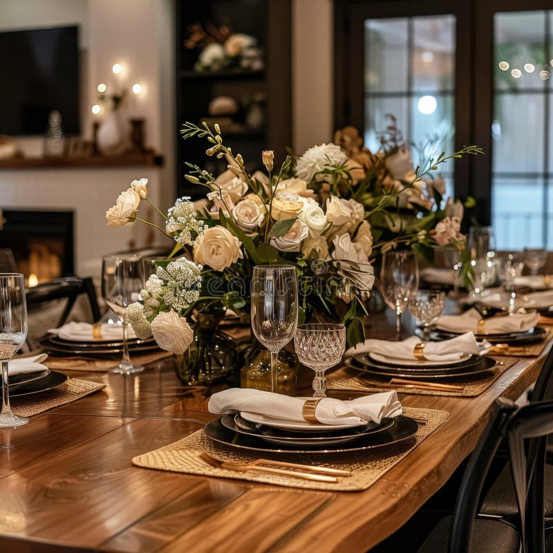 Romantic Evening. Elegant Dining Table Setting of Restaurant Stock ...