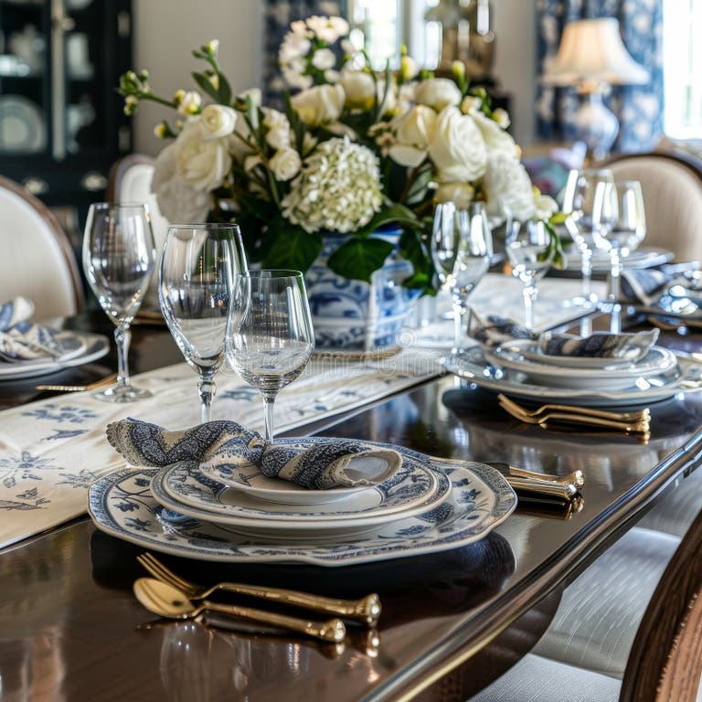 Romantic Evening. Elegant Dining Table Setting of Restaurant Stock ...