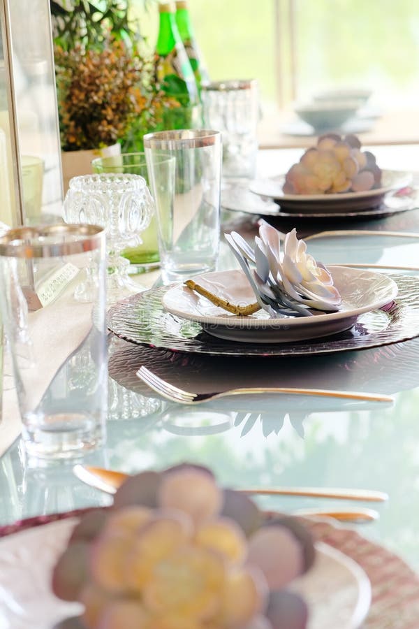 Elegant Dining Table Setting Stock Photo - Image of people, arranging ...