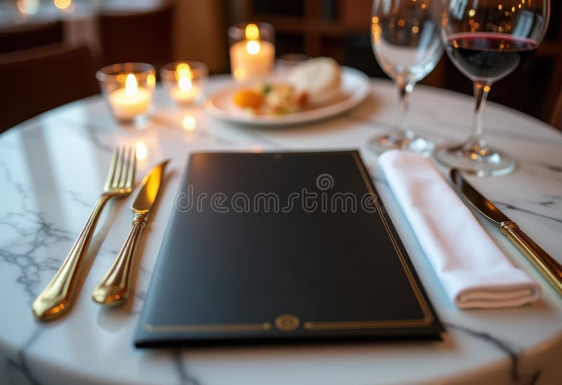 Elegant Dining Table Setting with Menu and Candlelight Ambiance for ...