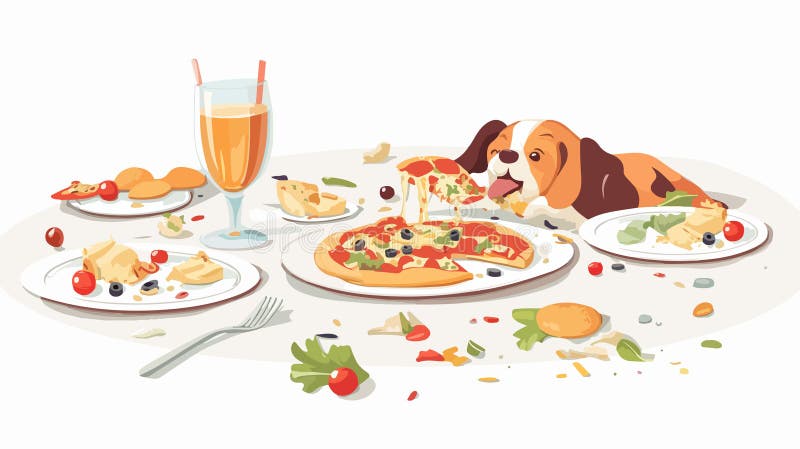 Elegant Dining Table Setup after Dinner Party with Pizza and Drinks ...