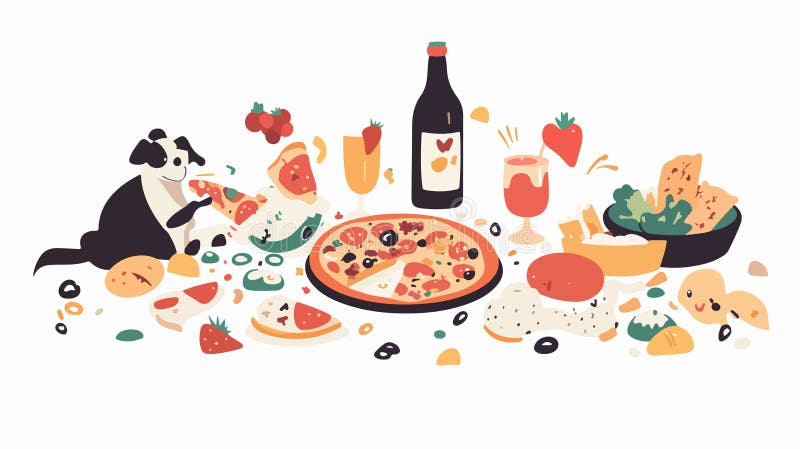 Elegant Dining Table Setup after Dinner Party with Pizza and Drinks ...