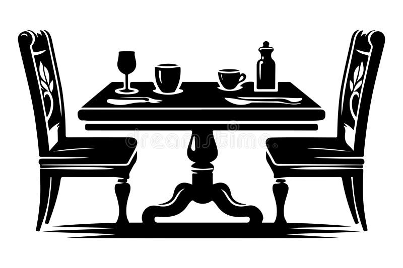 Elegant Dining Table Silhouette Vector Stock Vector - Illustration of ...