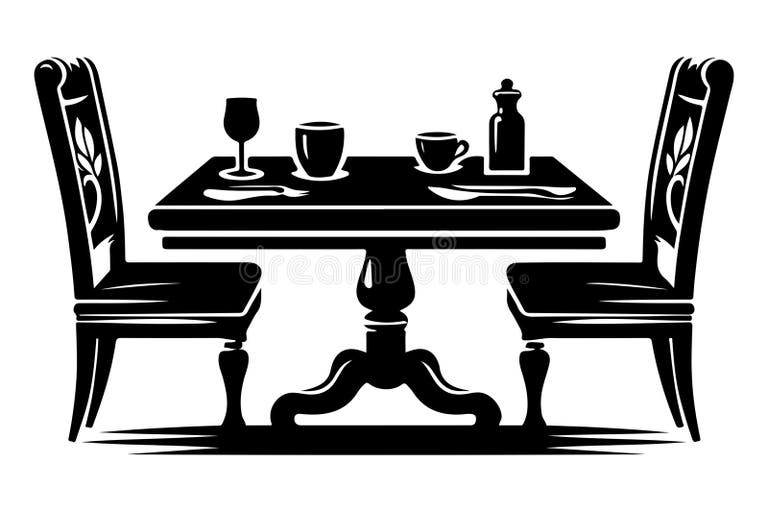 Elegant Dining Table Silhouette Vector Stock Vector - Illustration of ...