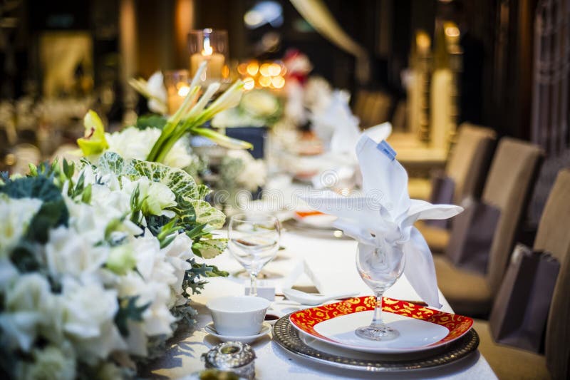 Royal dinner table stock photo. Image of details, dishes - 35772180