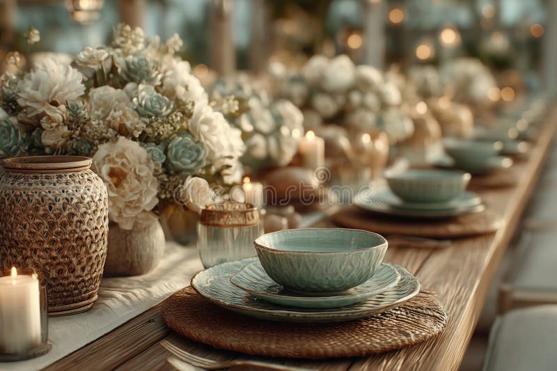 Elegant Dinner Setting Beautiful Decor Special Gatherings Nature Stock ...
