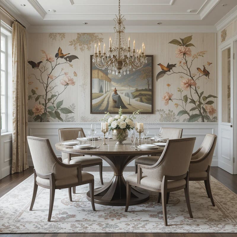 Elegant Dinner Setting with a Custom-designed Table, Designer Chairs ...