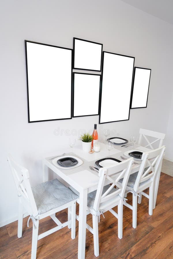 Elegant Dinner Table Frame Mockups Stock Photo - Image of table, home ...