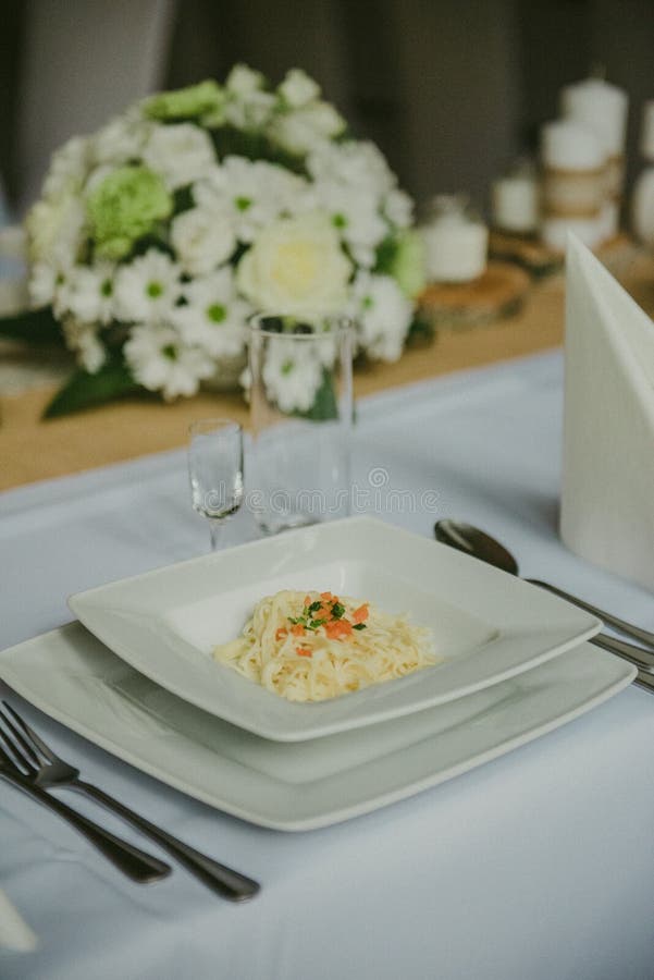 The Elegant Dinner Table. Wedding Table Setting Stock Photo - Image of ...