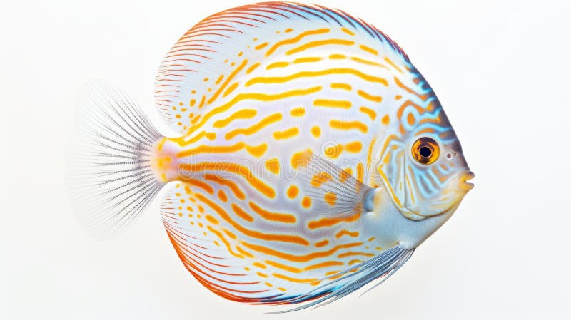 Elegant Discus Fish with Intricate Patterns on White Background Stock ...