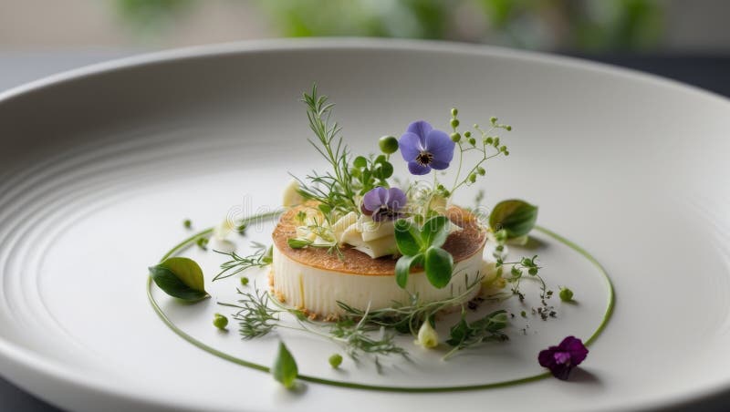 Elegant Dish with Garnish on a Modern Plate Stock Photo - Image of ...